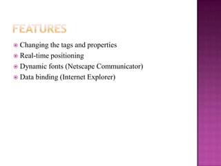 Dhtml | PPTX | Web Design and HTML | Internet