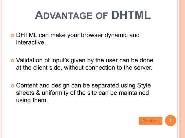 Dynamic HTML (DHTML) | PPTX