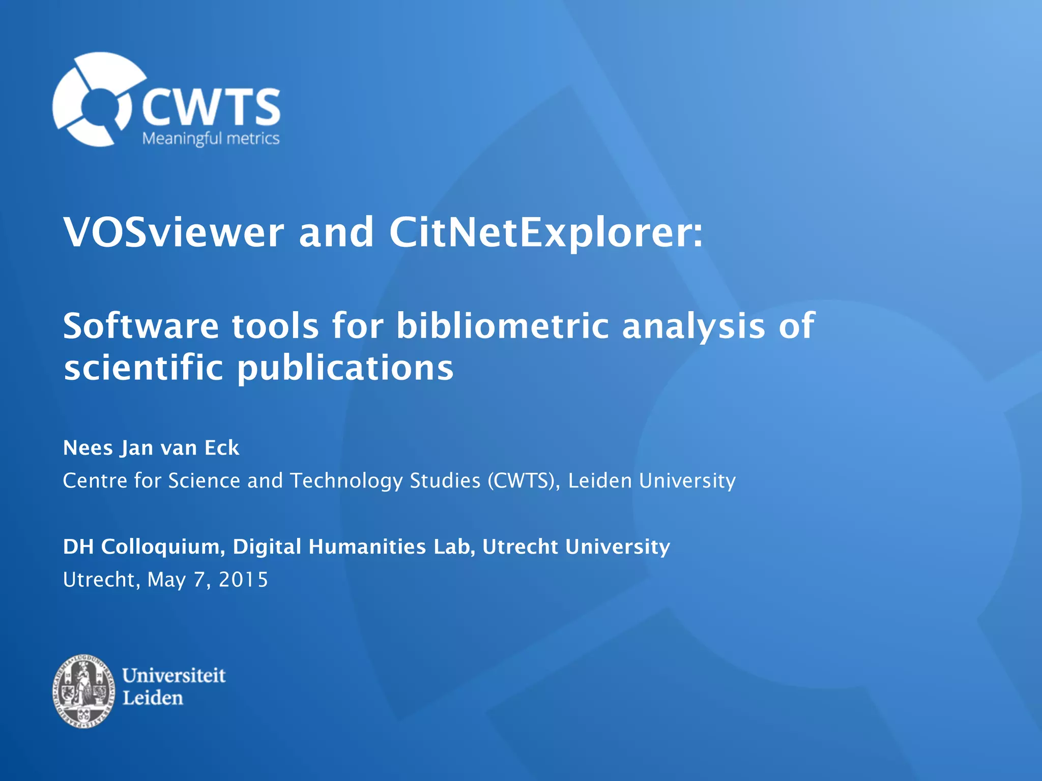 VOSviewer and CitNetExplorer: Software tools for bibliometric analysis ...