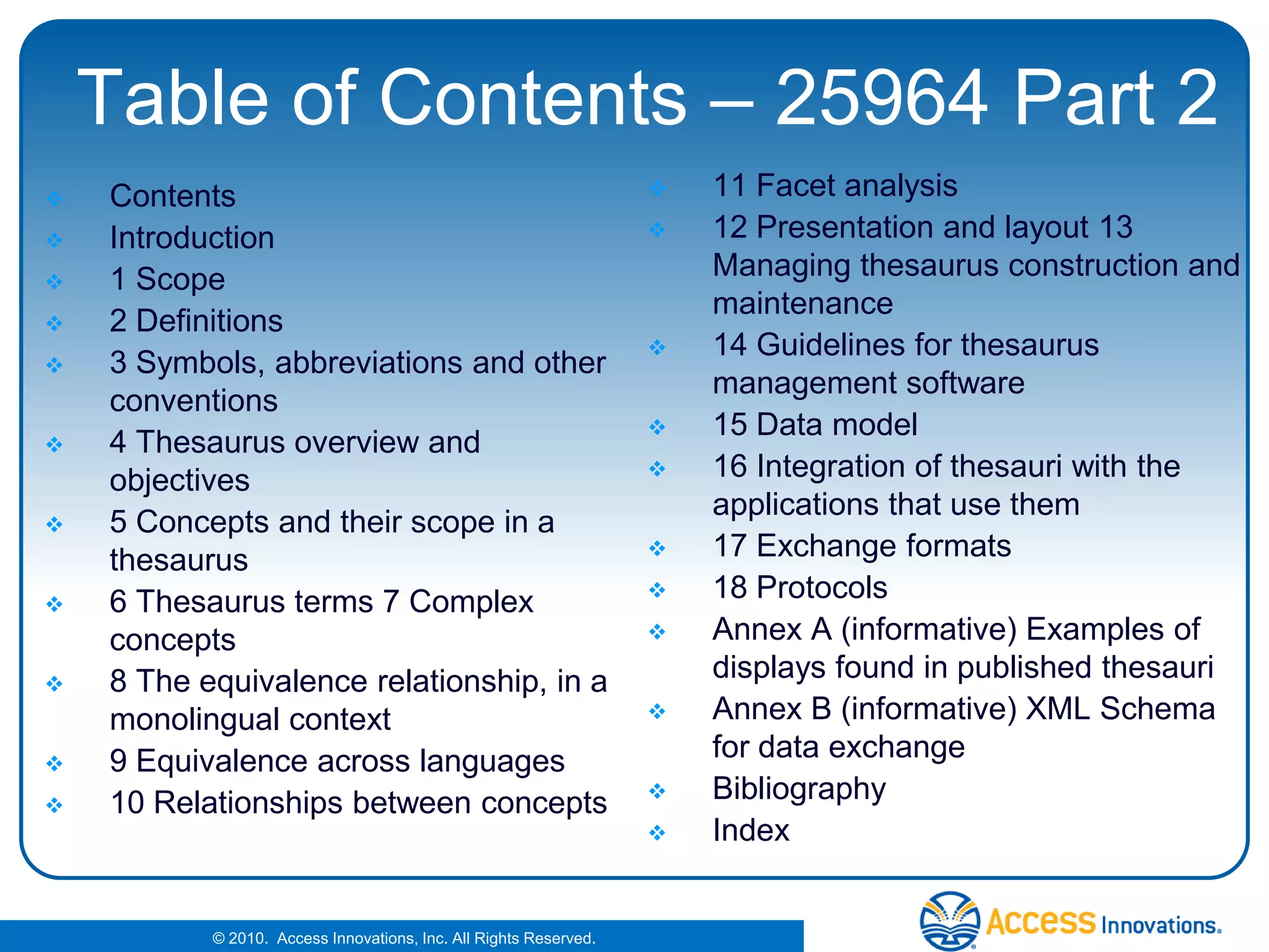 ISO 25964: Information and Documentation - Thesauri and ...