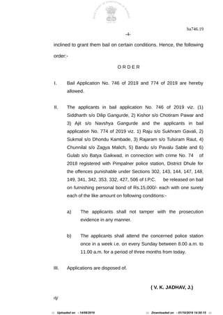 Dhule lynching bail order aurangabad hc | PDF