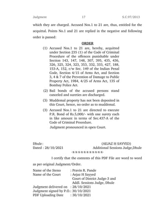 Dhule riots judgement | PDF