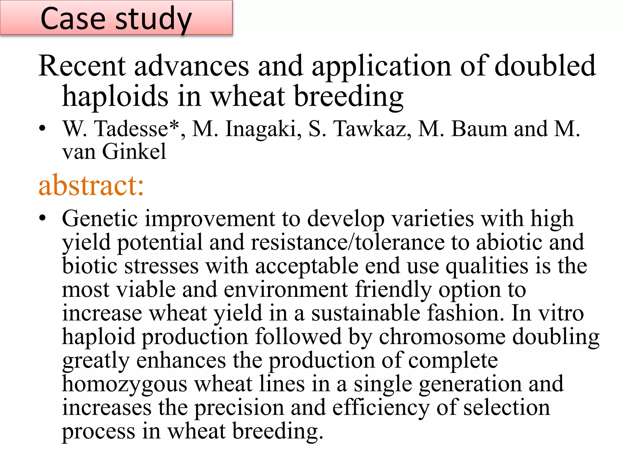 production of double haploid plants | PPTX