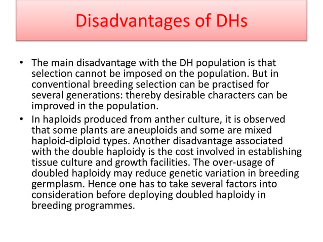 production of double haploid plants | PPTX