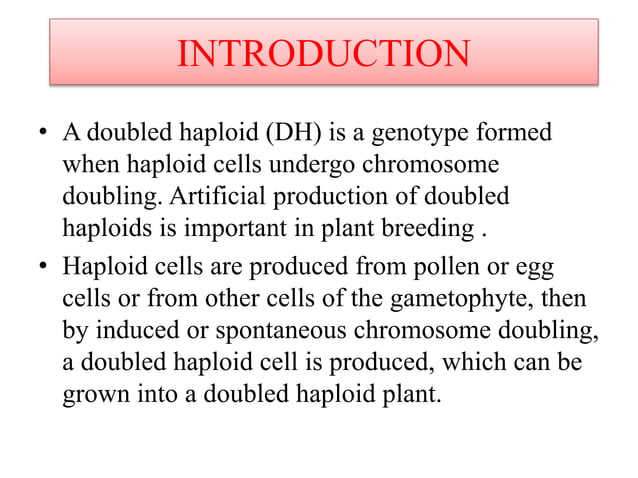 production of double haploid plants | PPTX