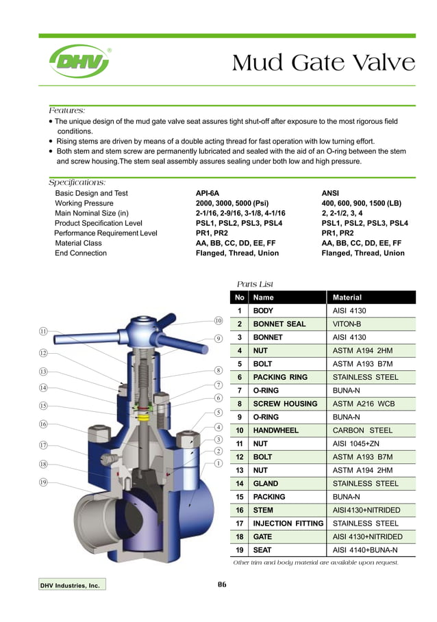 Wellhead Valves Technical Data | PDF