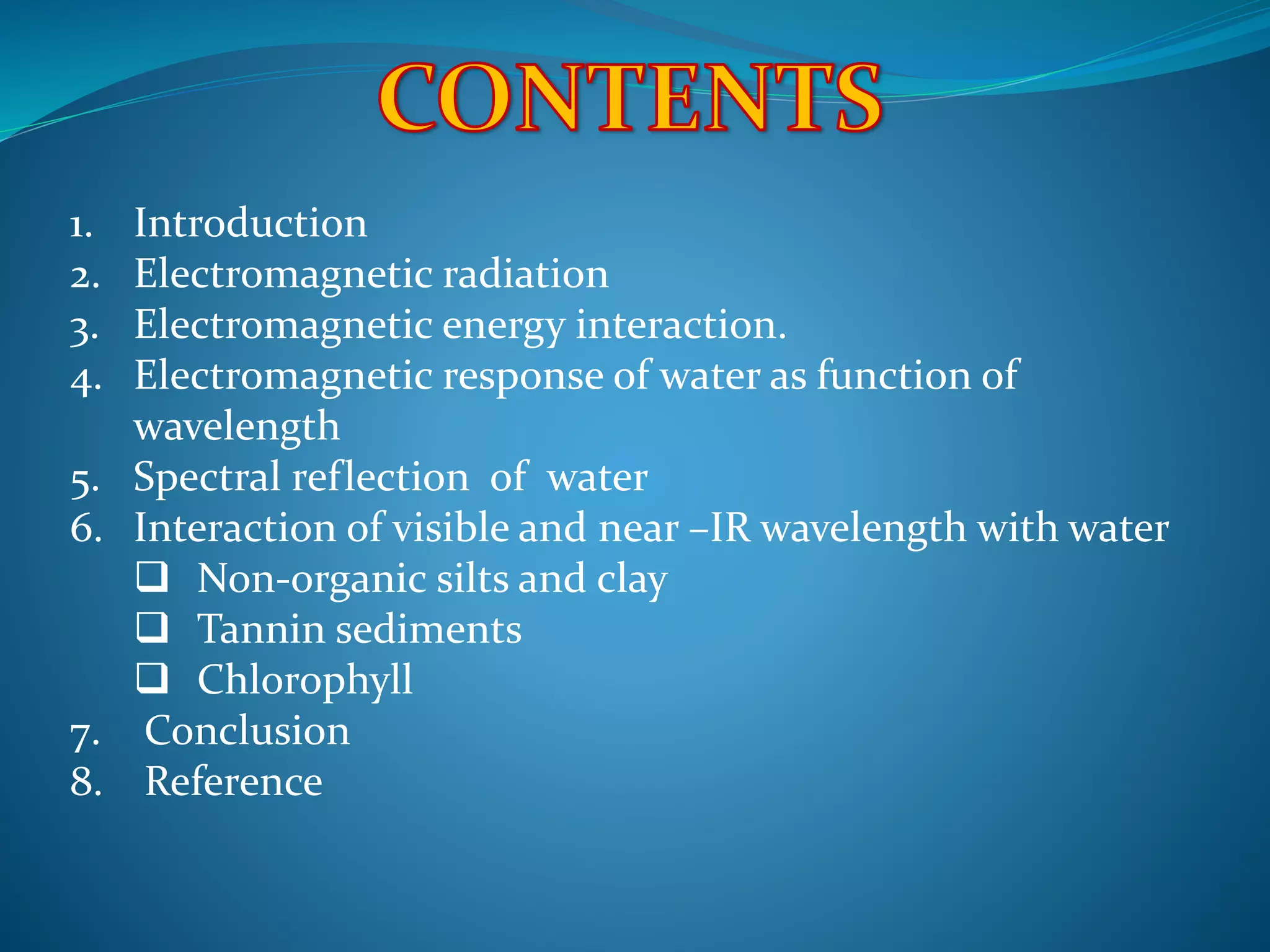 spectral characteristics of water | PPTX
