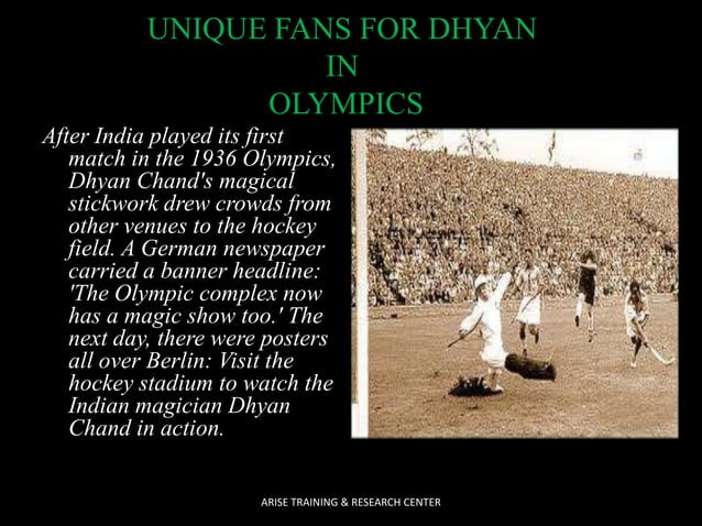 Dhyan chand - INDIAN HOCKEY PLAYER - Hitler saluted | PPT