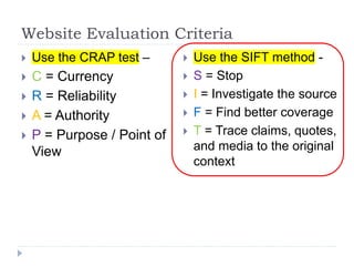 DHYG 111 Website Evaluation Presentation 2024 | PPT