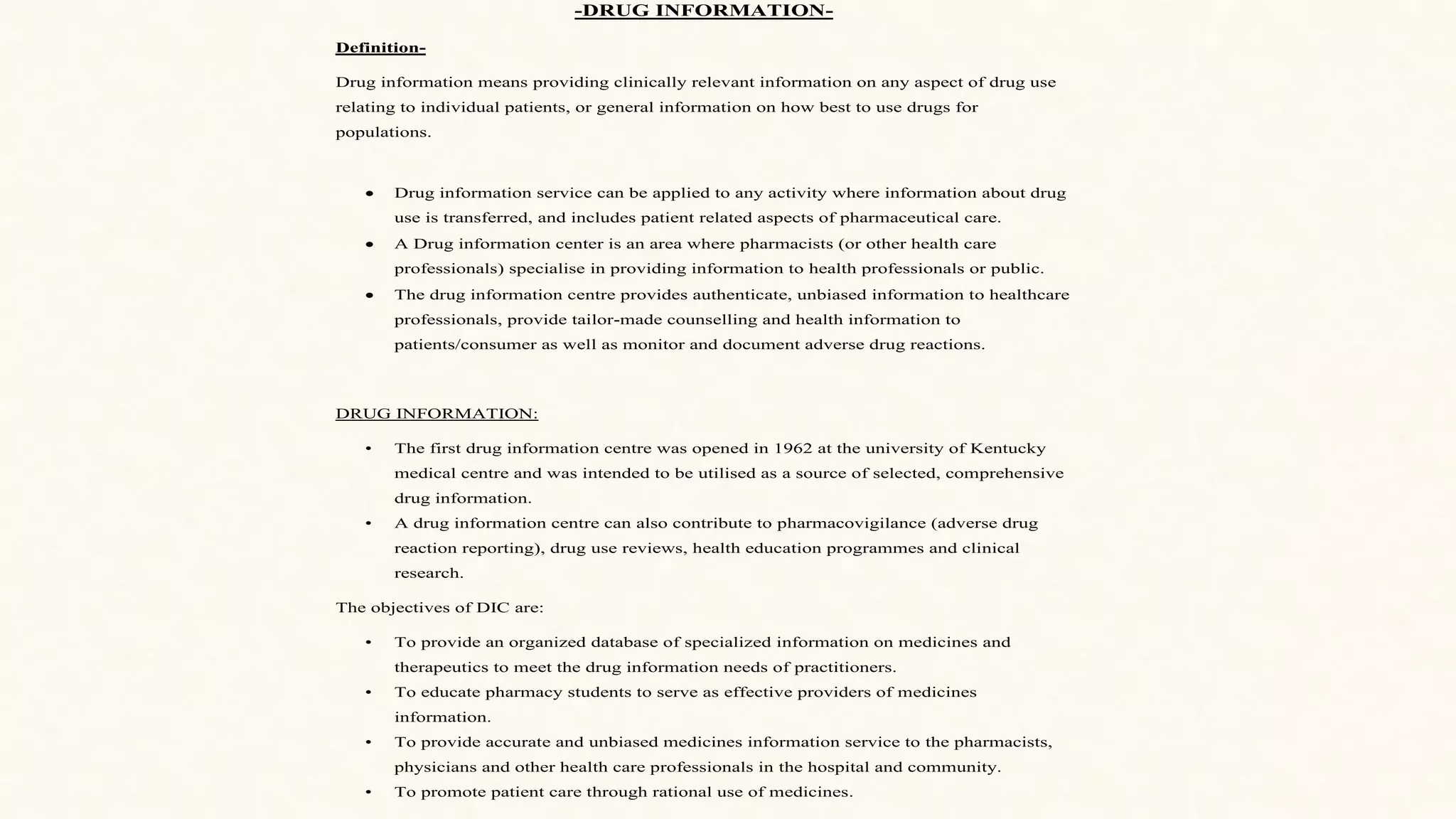 Drug Information. | PDF