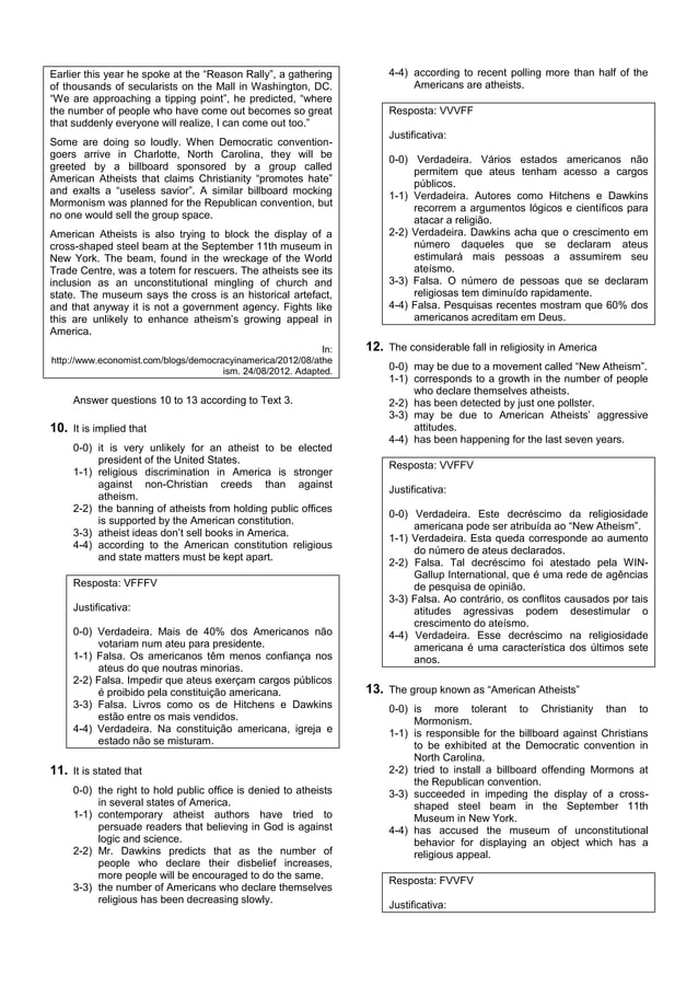 INGLÊS - CADERNO DE PROVAS | PDF
