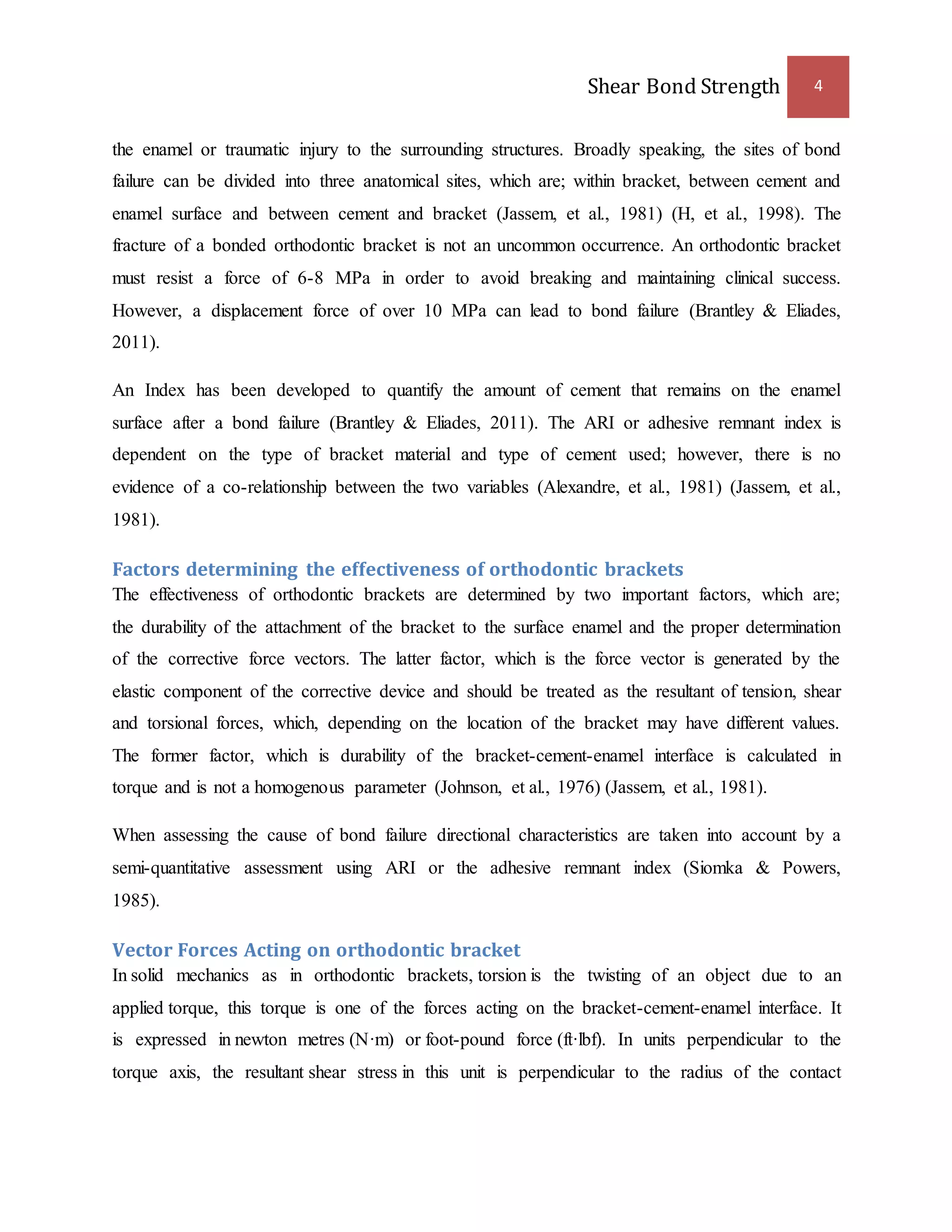 Shear Bond Strength of Orthodontic Brackets | DOCX