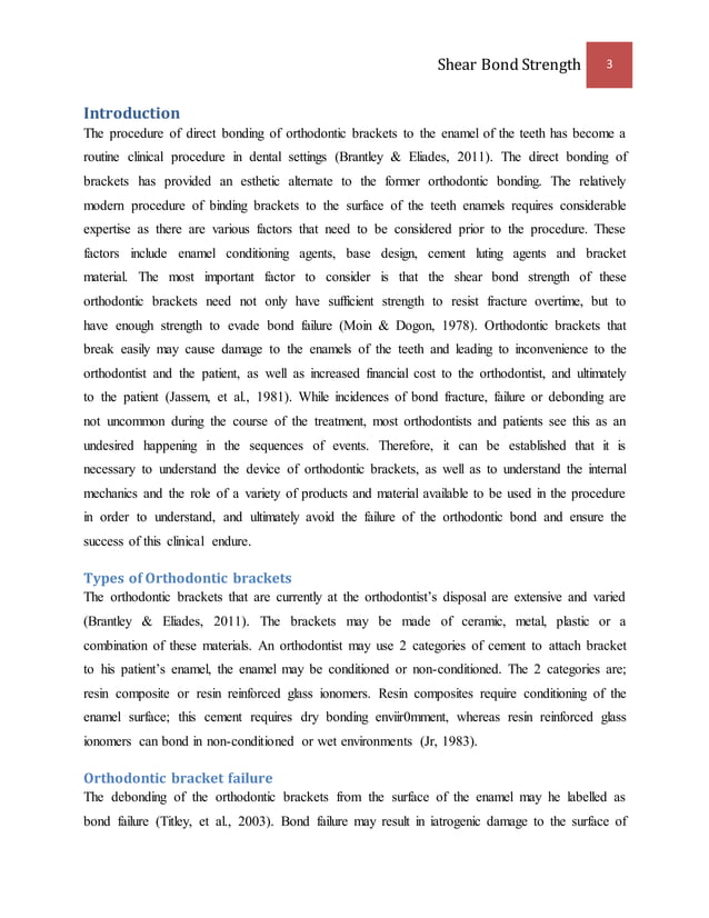 Shear Bond Strength of Orthodontic Brackets | DOCX