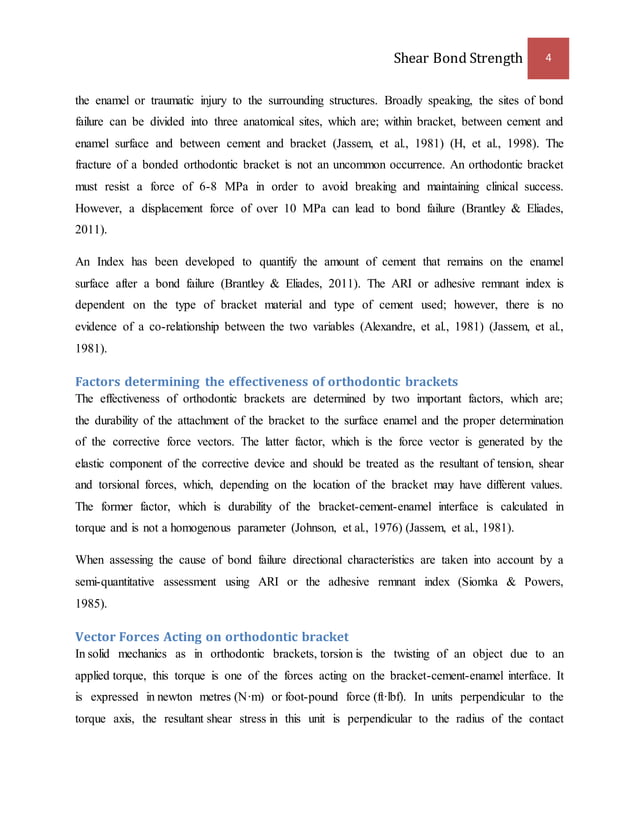Shear Bond Strength of Orthodontic Brackets | DOCX