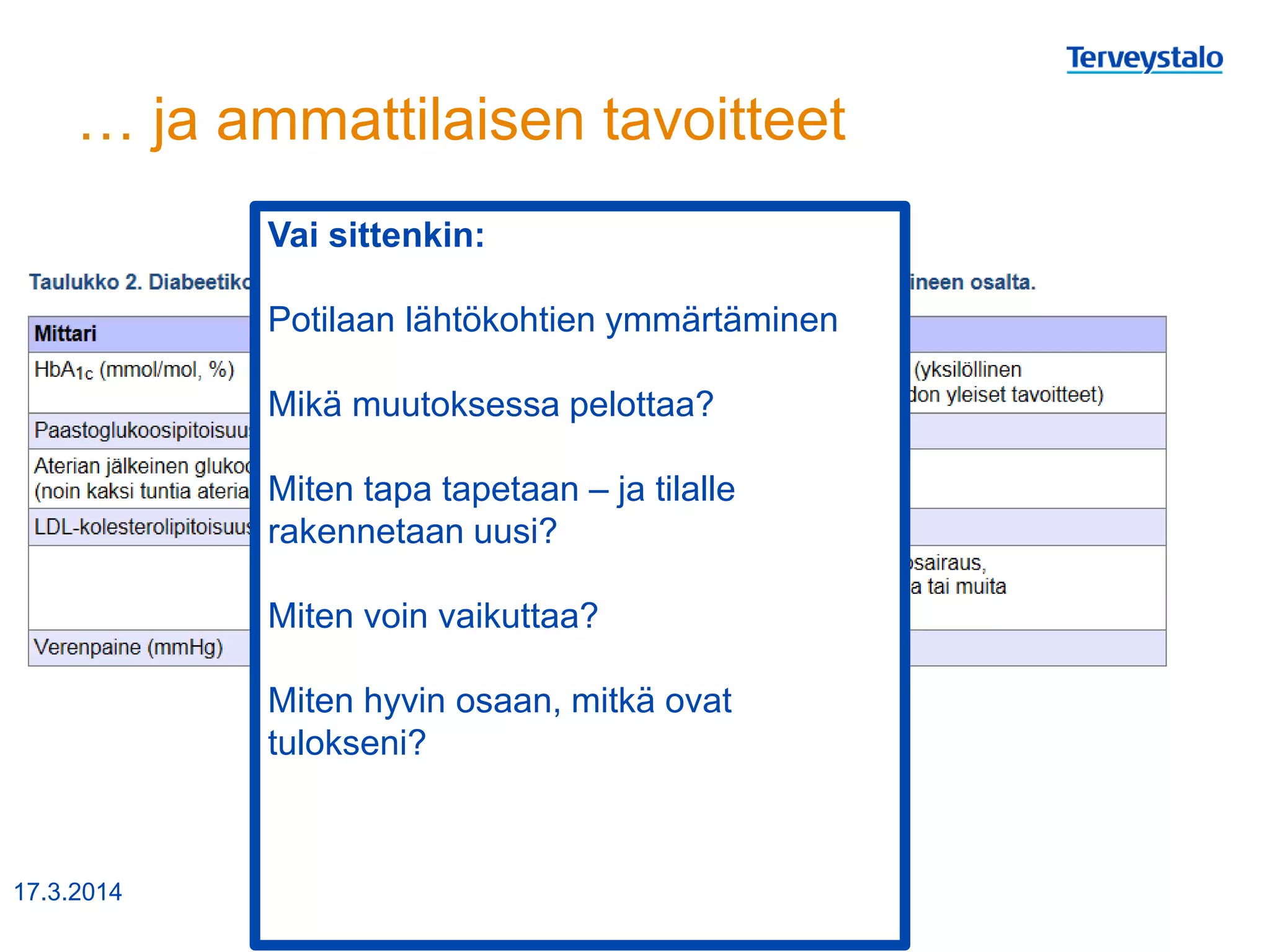 Diabeteksen hoitomalli terveystalossa 130314 | PDF