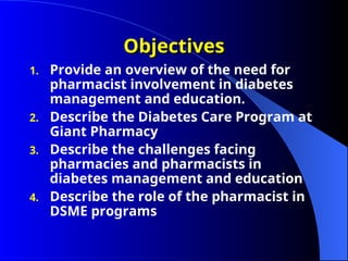 Role of pharmacist is diabetes care: A community pharmacy experience | PPT