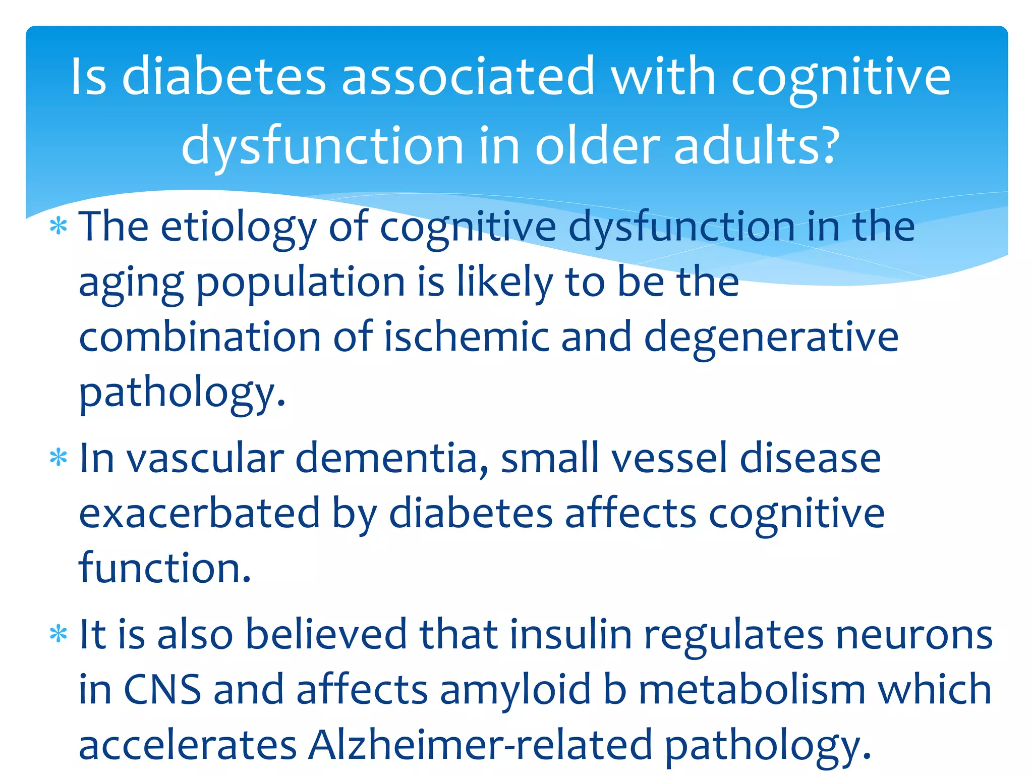 Diabetes and cognitive impairment | PPTX