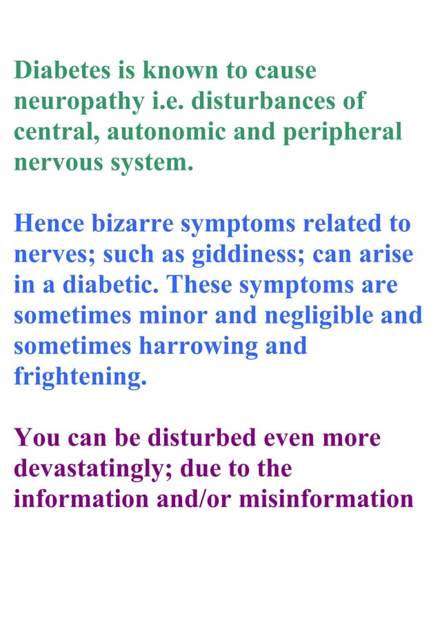 Diabetes And Giddiness Dr | DOC