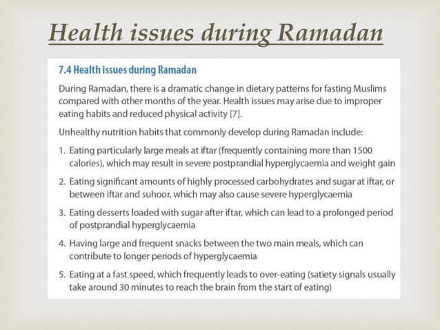 Management of Diabetes in Ramadan (guidelines) | PPTX | Diabetes ...