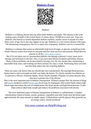 Diabetes Essay Conclusion | PDF