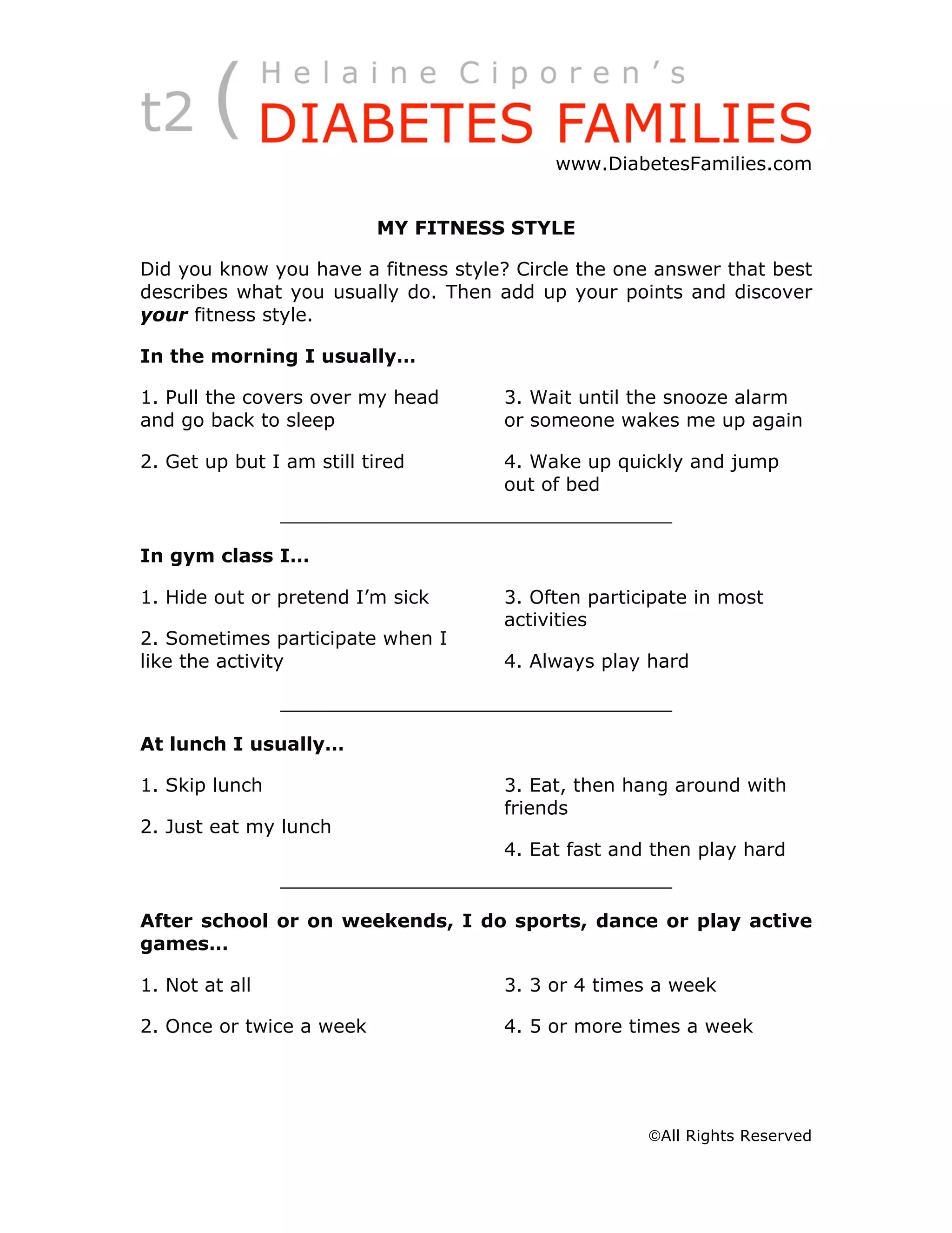 Diabetes Families Worksheets for Kids | PDF