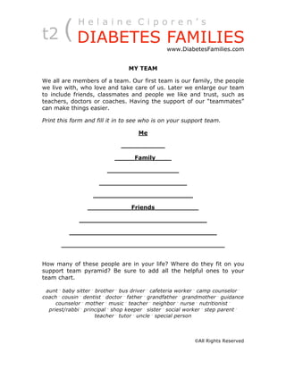 Diabetes Families Worksheets for Kids | PDF