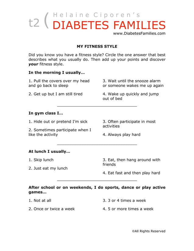 Diabetes Families Worksheets for Kids | PDF