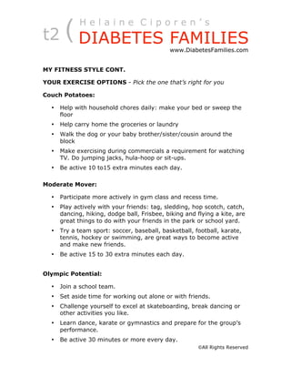 Diabetes Families Worksheets for Kids | PDF