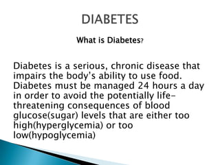 Diabetes for School Personnel | PPTX | Diabetes | Diseases and Conditions