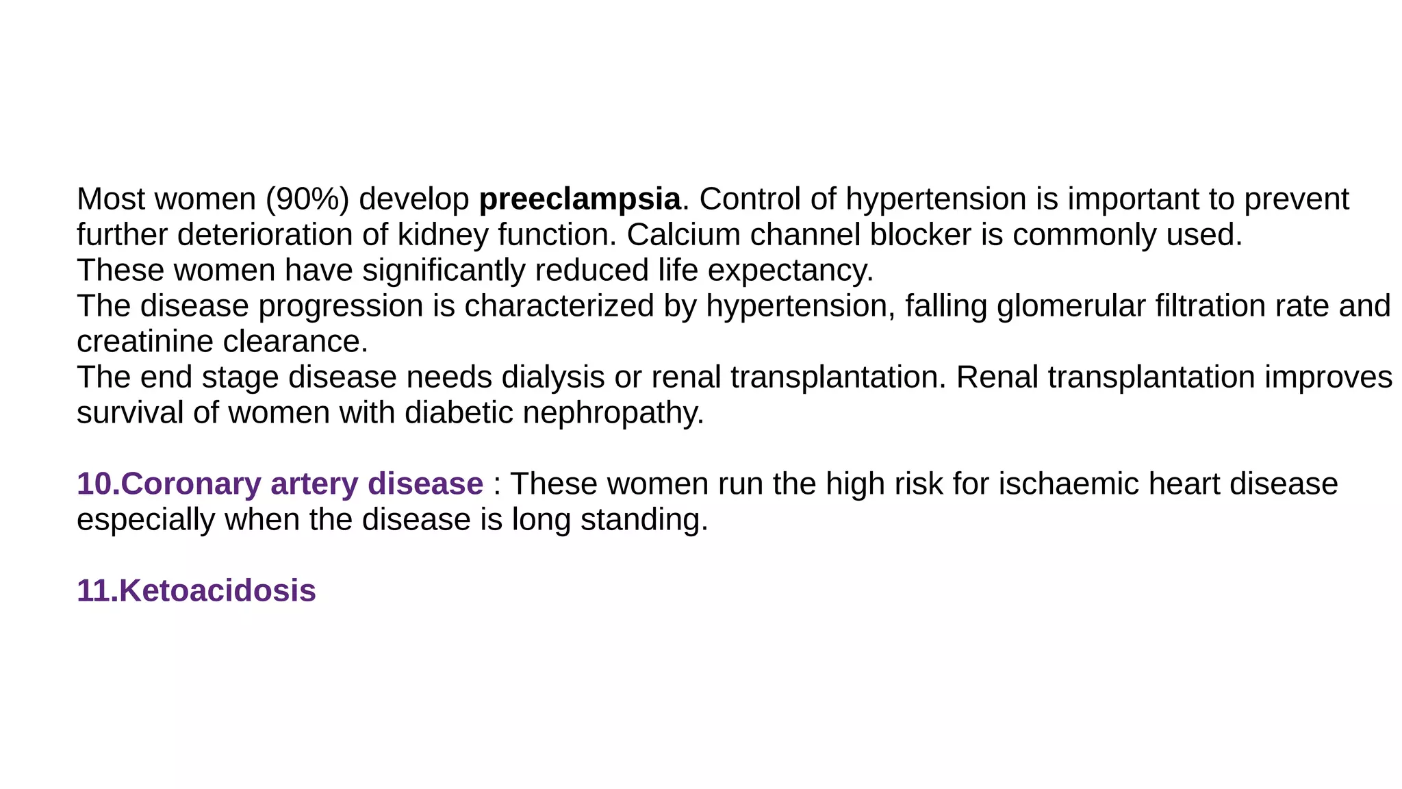 Diabetes in pregnancy-overt diabetes: type I DM, type II DM,Gestational ...