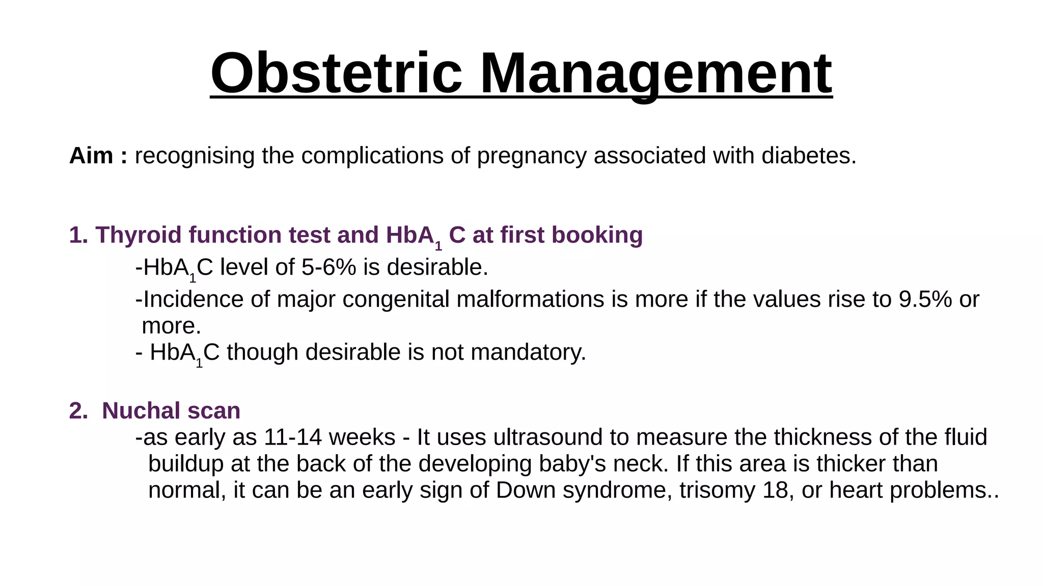 Diabetes in pregnancy-overt diabetes: type I DM, type II DM,Gestational ...