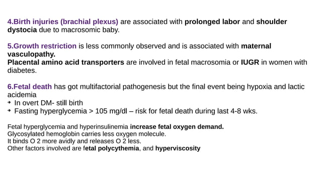 Diabetes in pregnancy-overt diabetes: type I DM, type II DM,Gestational ...