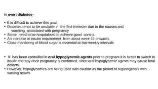 Diabetes in pregnancy-overt diabetes: type I DM, type II DM,Gestational ...