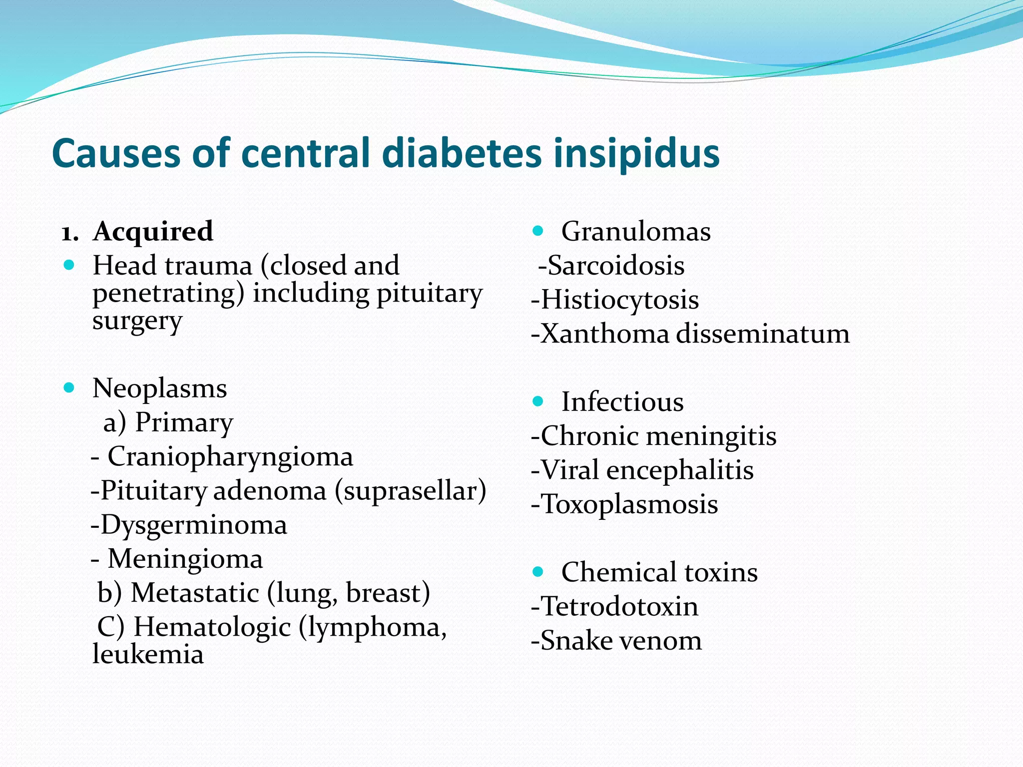 Diabetes insipidus and neurological disorders | PPTX