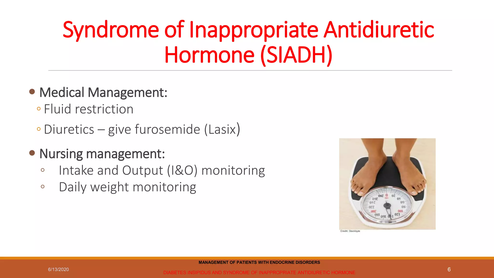 Diabetes insipidus and syndrome of inappropriate antidiuretic hormone ...