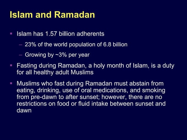 Diabetes management in ramadan | PPTX | Diabetes | Diseases and Conditions