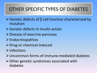 Diabetes mellitus (Definition, Classification, Clinical features) | PPTX