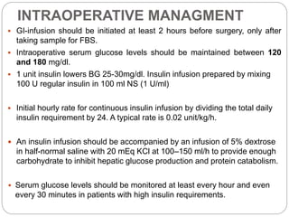 ANAESTHESIA FOR PATIENT WITH DIABETES MELLITUS | PPTX