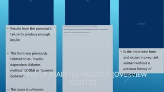 DIABETES MELLITUS .pptx | Diabetes | Diseases and Conditions