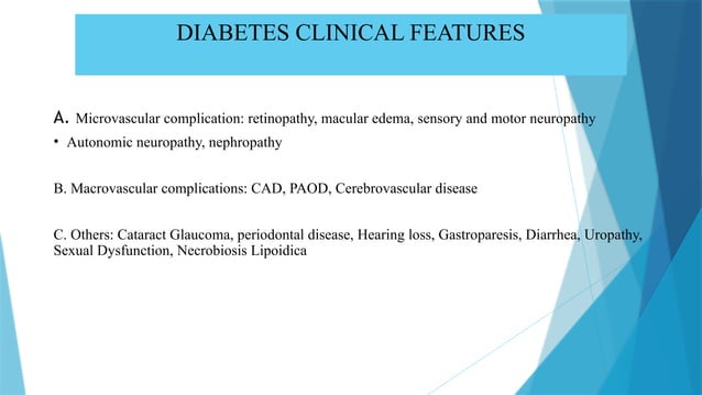 DIABETES MELLITUS CLINICAL FEATURES, CLASSIFICATION , SCREENING ...