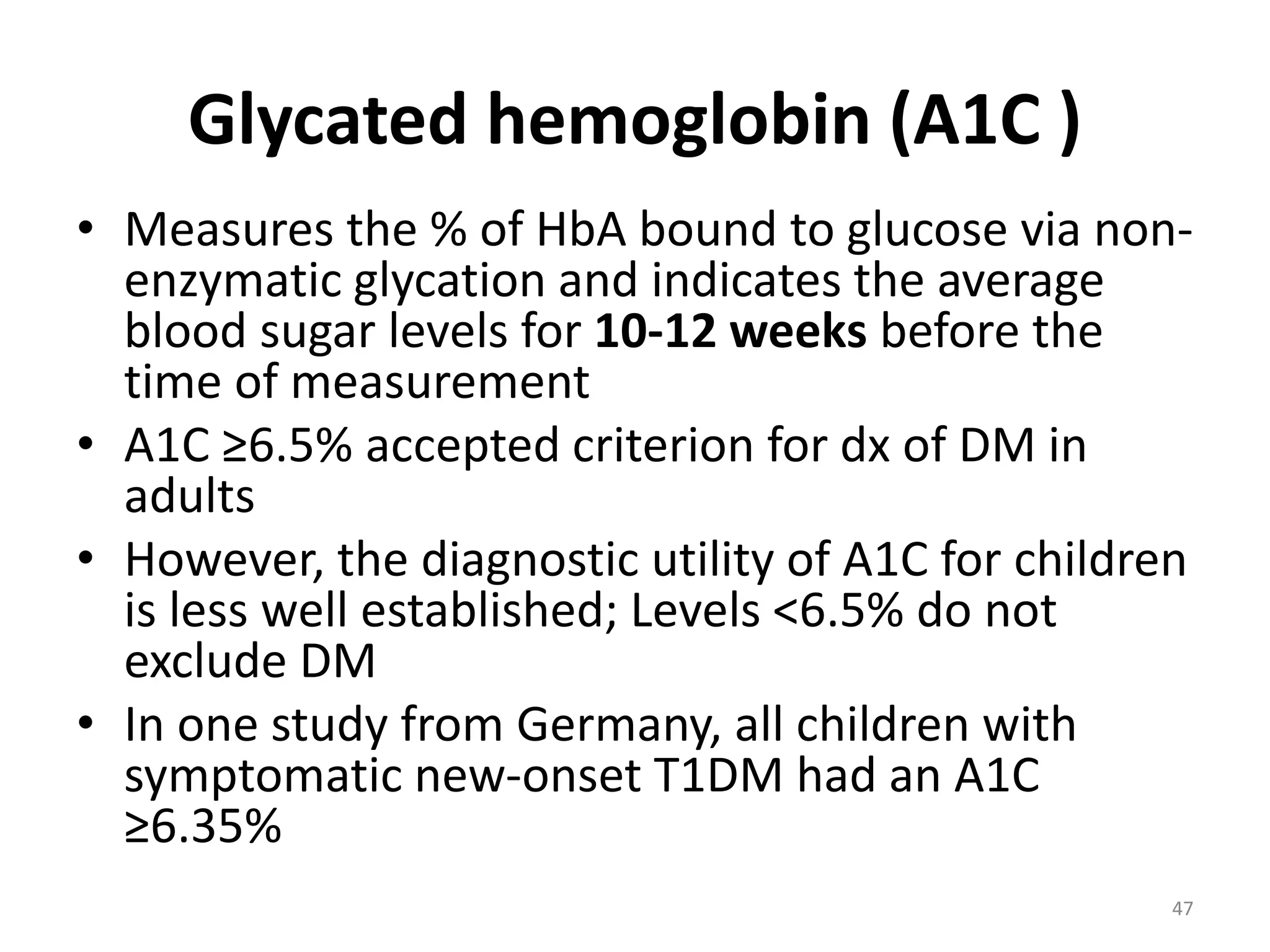 Diabetes mellitus in children; types, pathophysiology and diagnosis | PPTX