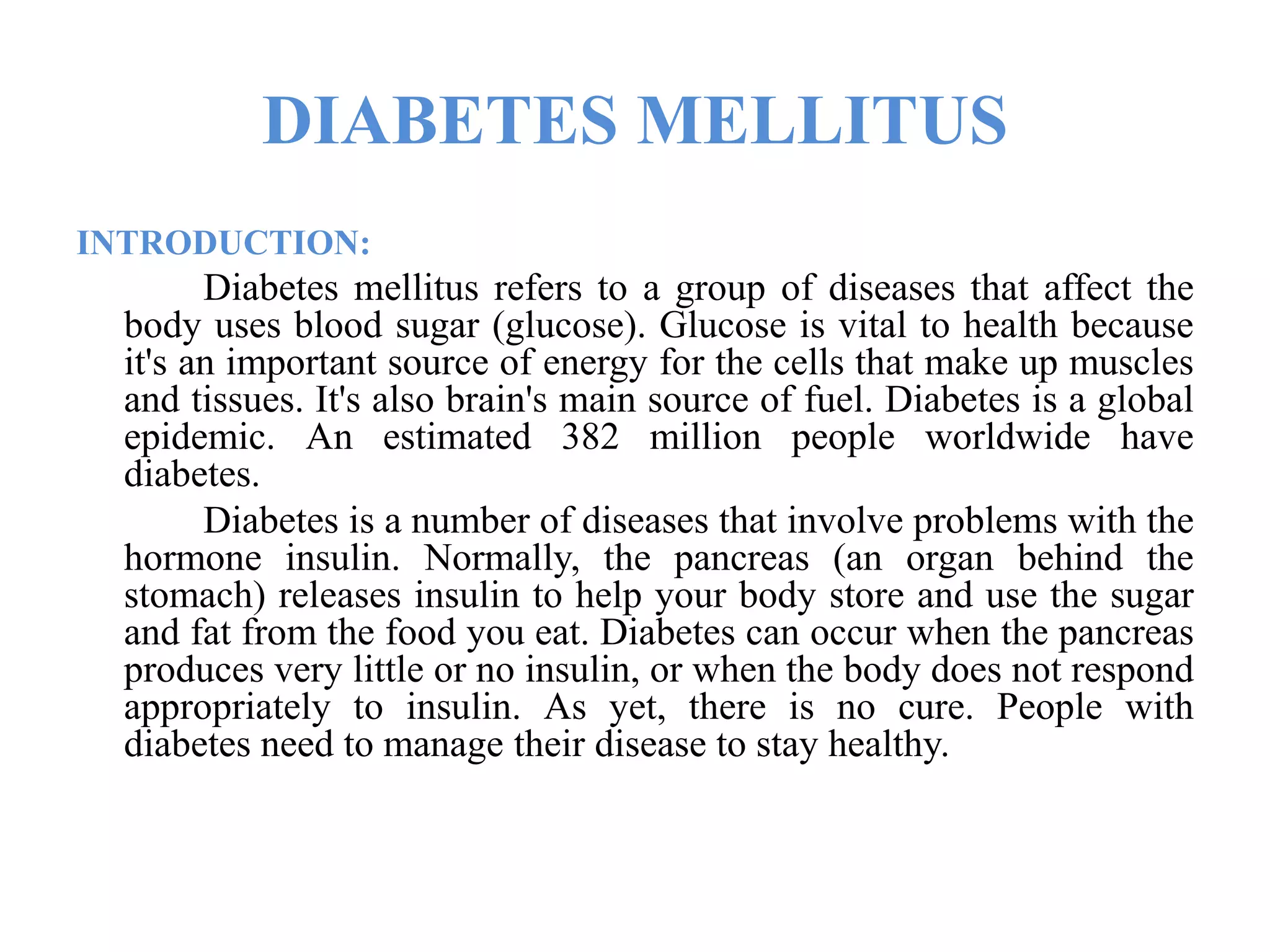 Diabetes Mellitus & Nurses Role | PPTX