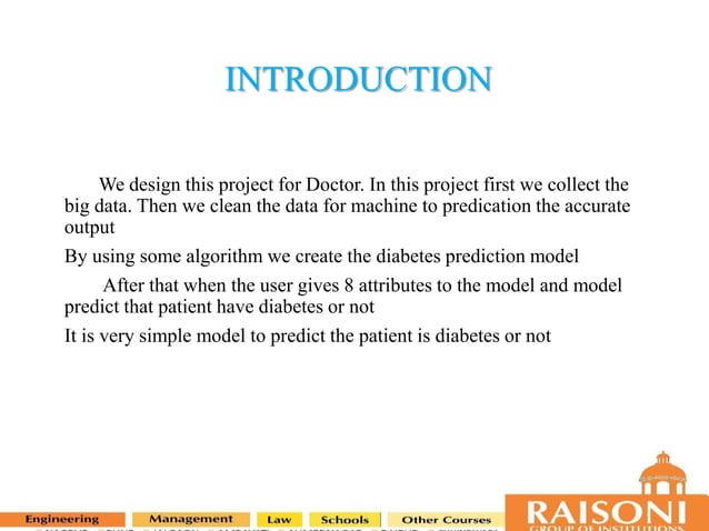 Diabetes prediciton model ppt.ppt | Diabetes | Diseases and Conditions