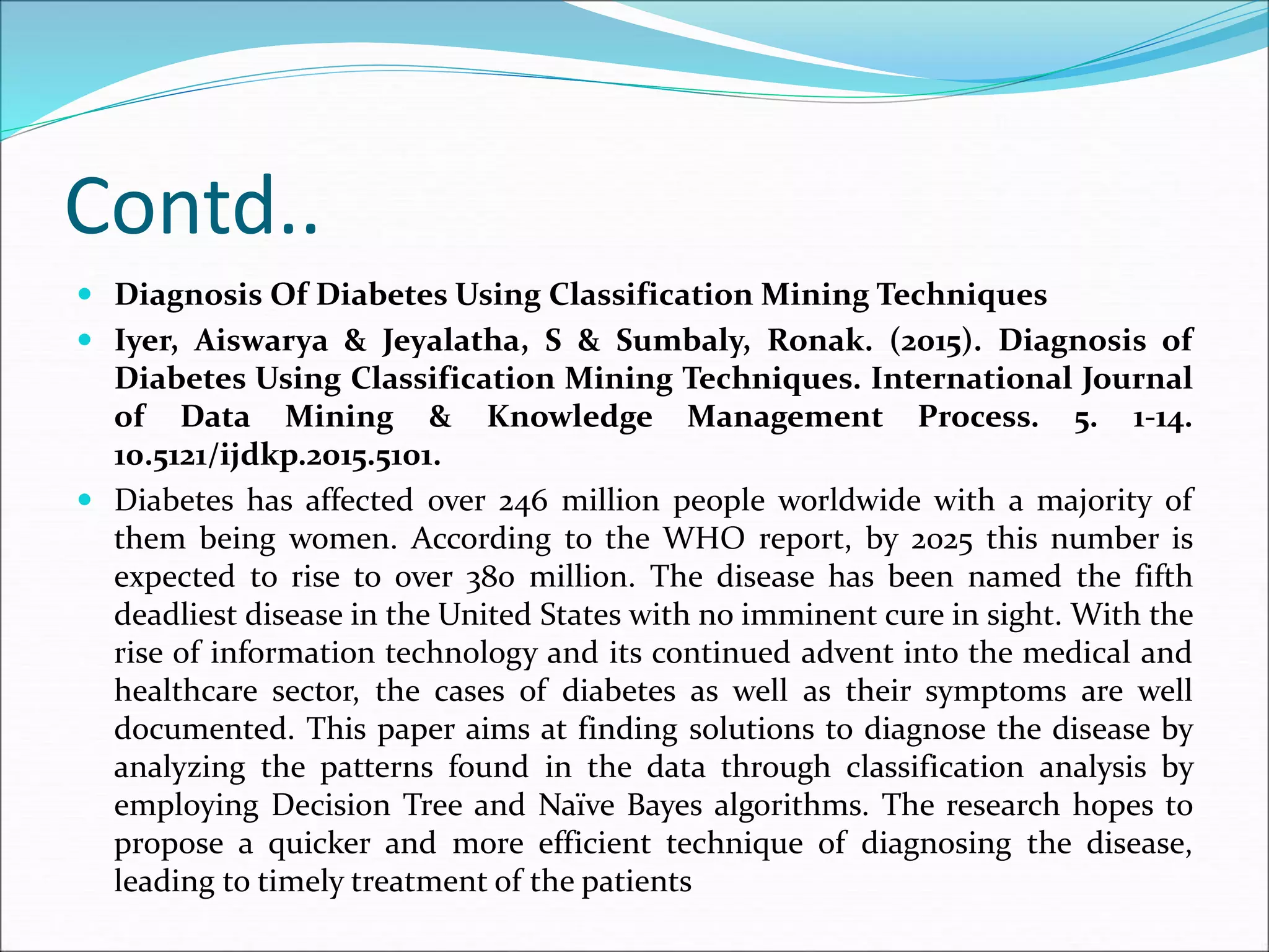 Diabetes Prediction Using Machine Learning Ppt Diabetes Diseases