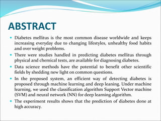 Diabetes prediction using machine learning | PPT