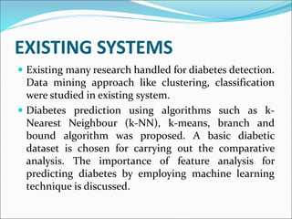Diabetes prediction using machine learning | PPT