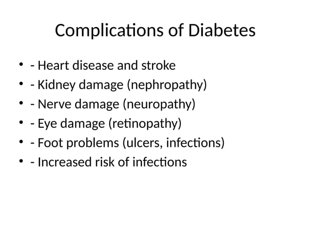 introduction to Diabetes, conditions and information | PPTX