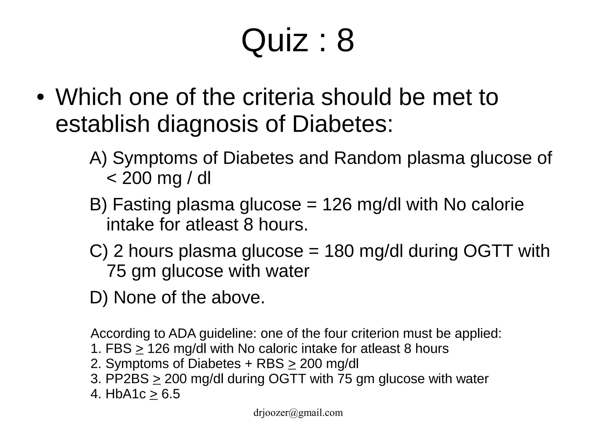 Diabetes Quiz | ODP