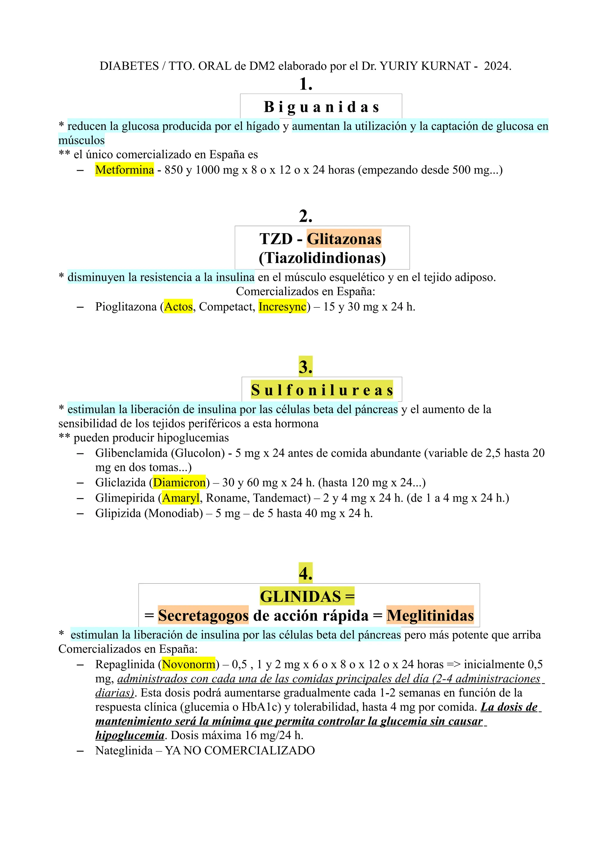 ANTIDIABETICOS ORALES - 2024- CLASIFICACIÓN Y AGRUPACIÓN | PDF