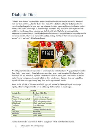 Diabetic diet | PDF